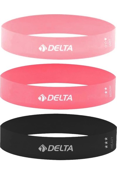 Delta Latex 3'lü Aerobik Pilates Direnç Egzersiz Bandı Squat Çalışma Lastiği