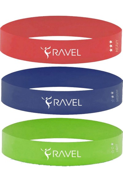 Ravel Latex 3'lü Aerobik Pilates Direnç Egzersiz Bandı Squat Çalışma Lastiği