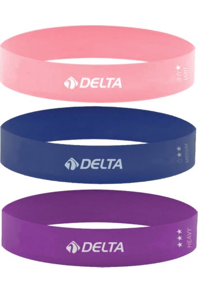 Delta Latex 3'lü Aerobik Pilates Direnç Egzersiz Bandı Squat Çalışma Lastiği