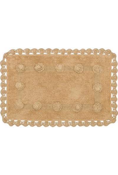 Eko Halı Bej Banyo Paspası El Örgüsü Pamuk Banyo Halısı