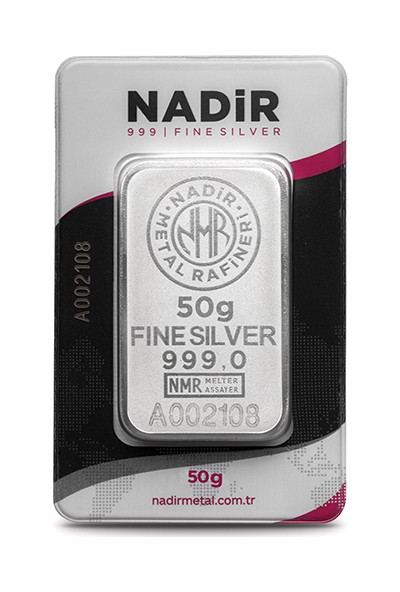 Nadir Fine Silver 999 Ayar Külçe Gümüş 50 Gram Nadir Fine Silver 999 Ayar Külçe Gümüş 50 Gram