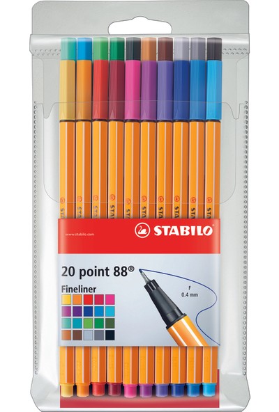 Stabilo Point Fineliner Kalem 88 20'li Paket