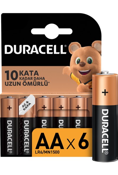 Duracell Alkalin Kalem Pil 6'lı AA
