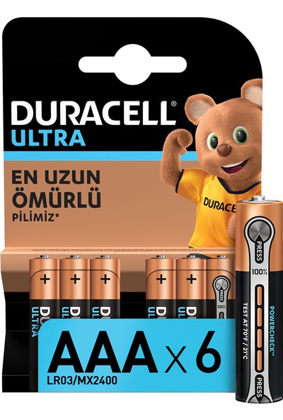 Duracell Ultra İnce Kalem Pil 6'lı AAA Duracell Ultra İnce Kalem Pil 6'lı AAA