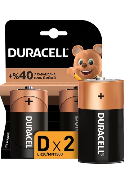 Duracell Alkalin D Piller 2’li paket