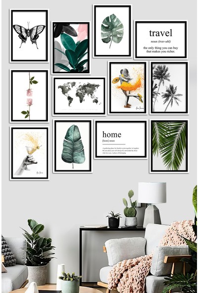 Kate Louise 12 Parça Çerçeve Görünümlü Mdf Tablo Seti 80 x 80 cm