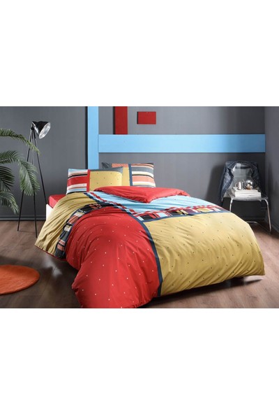 Taç Ranforce Tek Kişilik Nevresim Takımı Dexter Kırmızı