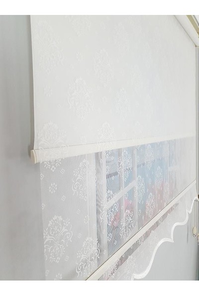 BBB Damask Desenli Çift Mekanizmalı Tül Stor Perde MT3049