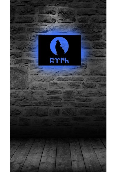 Woodenart Ledli Bozkurt Ahşap Tablo