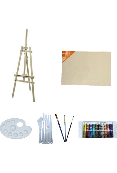 Pin Hobi & Tasarım Yağlı Boya Hobi Seti - Ahşap Ayaklı Şövale Pin Hobi & Tasarım Yağlı Boya Hobi Seti - Ahşap Ayaklı Şövale