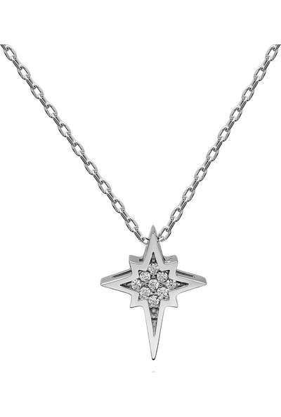 Swarovskı Gümüş Taşlı Kutup Yıldızı Kolye