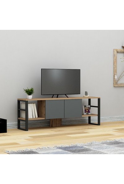 Drama Dizayn Mobilya Leyzi Metal Ayaklı Tv Ünitesi Çırağan Antrasit Drama Dizayn Mobilya Leyzi Metal Ayaklı Tv Ünitesi Çırağan Antrasit