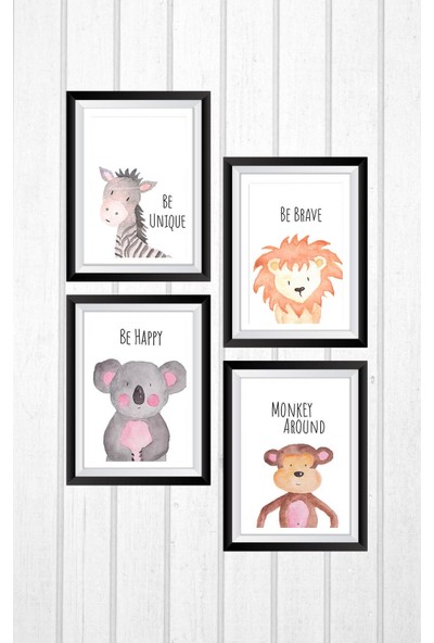 Kate Louise 4 Parça Çerçeve Görünümlü Mdf Tablo Seti - BBPL22