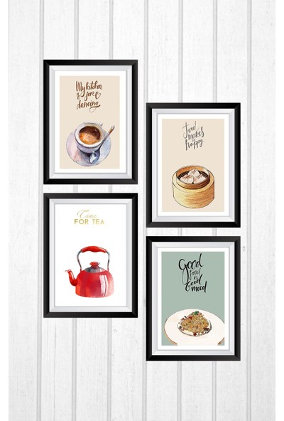 Kate Louise 4 Parça Çerçeve Görünümlü Mdf Tablo Seti - Kfpl9