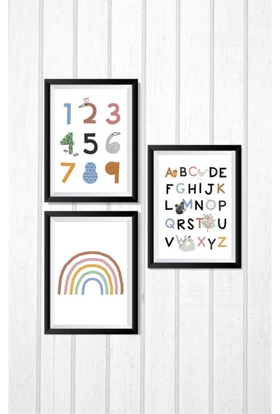 Kate Louise 3 Parça Çerçeve Görünümlü Mdf Tablo Seti - BBPL43