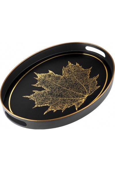 Queen'S Kitchen Yaldızlı Lüx Oval Büyük Tepsi