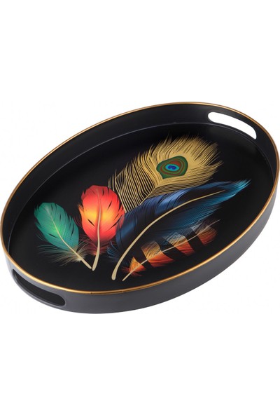 Queen'S Kitchen Yaldızlı Lüx Oval Büyük Tepsi