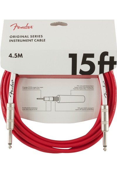 Fender Original Series Instrument Cables 4.5 Metre - Fiesta Red Enstrüman Kablosu Fender Original Series Instrument Cables 4.5 Metre - Fiesta Red Enstrüman Kablosu