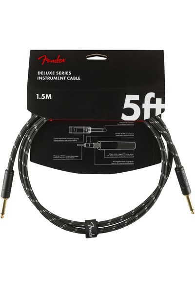 Fender Deluxe Series Instrument Cable Black Tweed - 1.5 Metre Enstrüman Kablosu Fender Deluxe Series Instrument Cable Black Tweed - 1.5 Metre Enstrüman Kablosu