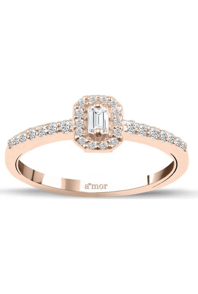 Amor 0.19 Karat Pırlanta Baget Yüzük F-Sı 14K Amor 0.19 Karat Pırlanta Baget Yüzük F-Sı 14K
