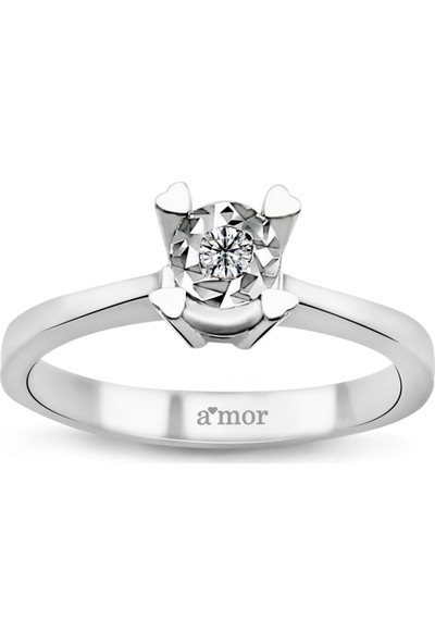 Amor 0.50 Karat Görünümlü Efektli Pırlanta Yüzük G-Sı Amor 0.50 Karat Görünümlü Efektli Pırlanta Yüzük G-Sı
