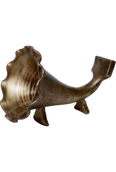 Ege Saksı Altın Renk Çömlek Gramafon 35 x 25 x 25 cm