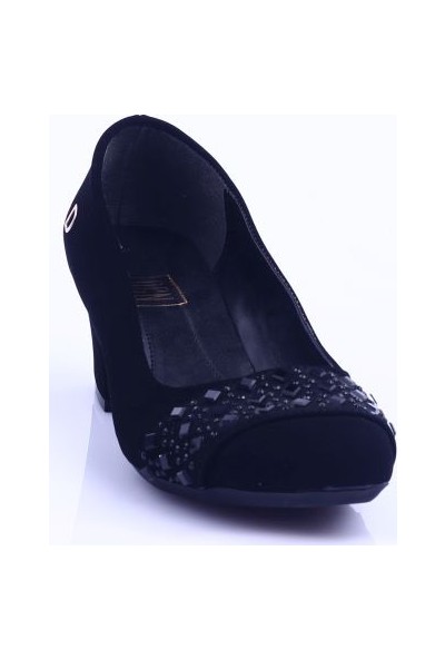 DGN 222 Kadın Yuvarlak Burun Önü Taşlı Topuklu Ayakkkabı 20Y