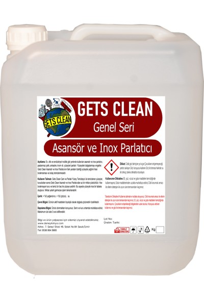 Deney Kimya Gets Clean Çelik Inox Asansör Parlatıcı 5 kg