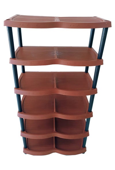 Mavis Plastik Ayakkabılık ve Terlik Rafı 6 Katlı - Kahverengi