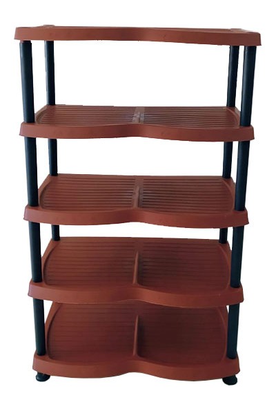 Mavis Plastik Ayakkabılık ve Terlik Rafı 5 Katlı - Kahverengi