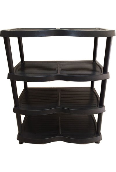 Mavis Plastik Ayakkabılık ve Terlik Rafı 4 Katlı - Siyah