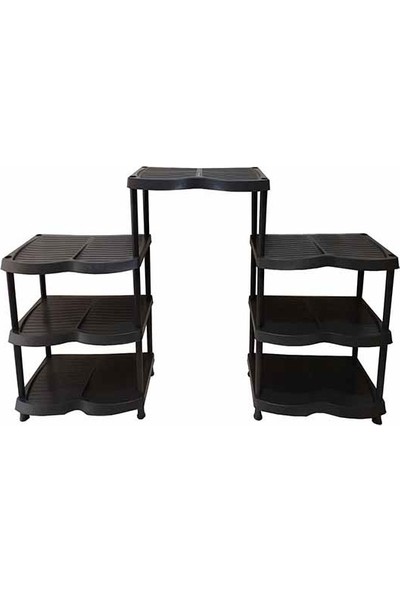 Mavis Mega Plastik Ayakkabılık ve Terlik Rafı 7 Katlı - Siyah