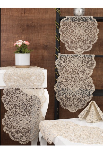 Tropik Home Bej Renk 5 Parça Salon Takımı Çeyiz Seti