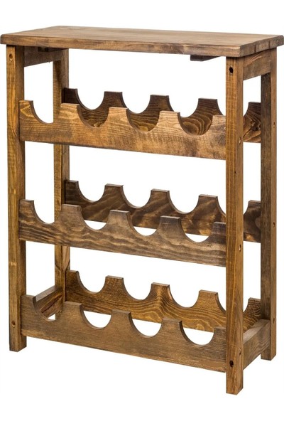 W & S Woody Sharky Ahşap Eskitme 3 Katlı Şaraplık