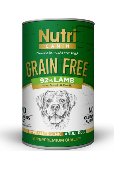 Nutri Canin Tahılsız %92 Kuzu Etli Köpek Konservesi 12 x 400 gr ve Dognip-Papyon Nutri Canin Tahılsız %92 Kuzu Etli Köpek Konservesi 12 x 400 gr ve Dognip-Papyon