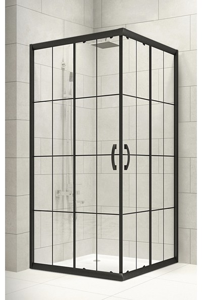 Durul Duşakabin 100X100 Kare 4 mm Şeffaf Siyah Profil Özel Seri Duşakabin Duş Tekmesiz