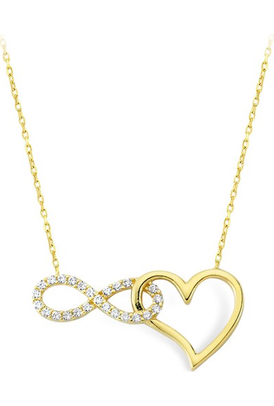 Milades Altın Sonsuzluk Kalp Kolye
