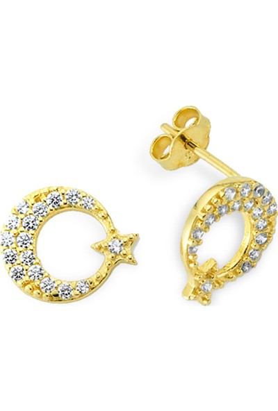 Milades Altın Ay Yıldız Küpe