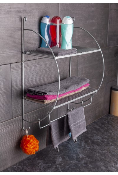 Tekno-tel Iki Katlı Havluluk Çok Amaçlı Raf MG501 Krom