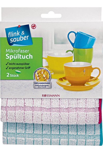 Flink & Sauber Mutfak Bezi Mikrofiber Durula 2'lı Flink & Sauber Mutfak Bezi Mikrofiber Durula 2'lı