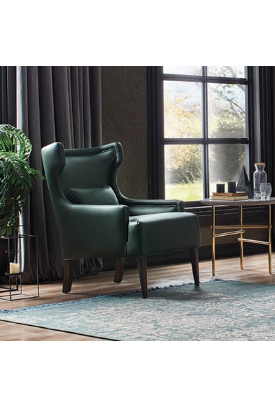 Enza Home GRAVİTY PLUS Berjer Koyu Yeşil-Deri Desenli Kumaş