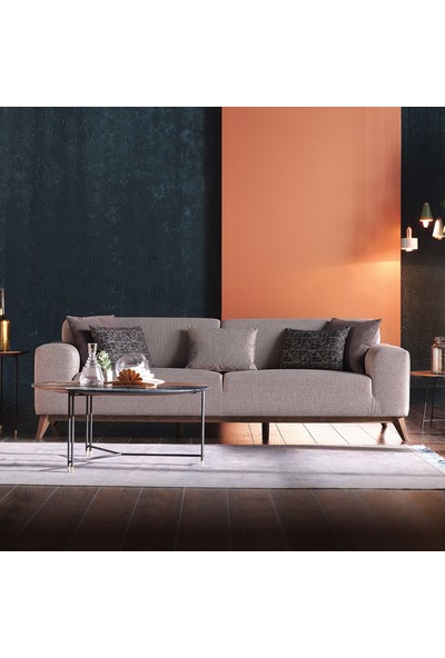 Enza Home NETHA 3'lü Yataklı Koltuk Vizon-Keten Kumaş Enza Home NETHA 3'lü Yataklı Koltuk Vizon-Keten Kumaş