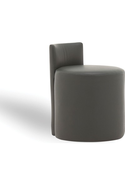 Enza Home PIEDRA Yuvarlak Puf Koyu Yeşil - Deri Desenli Kumaş - Çap 46 cm