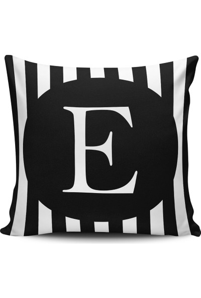 Kırlent Dünyası E Harfi Dijital Baskılı Kırlent Kılıfı