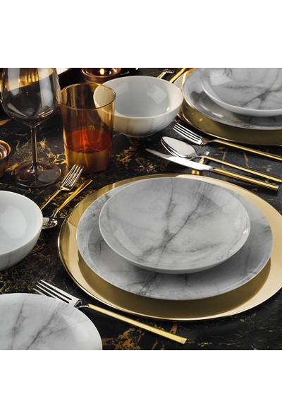 Kütahya Porselen Marble Zeugma 24 Parça Yemek Seti Dekor DG385