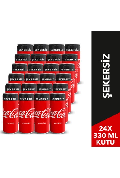 Coca-Cola Şekersiz 330 ml, 24'lü Paket