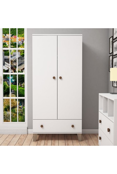 Bimossa Aramis Ayaklı 1 Çekmeceli Gardırop Beyaz Bimossa Aramis Ayaklı 1 Çekmeceli Gardırop Beyaz