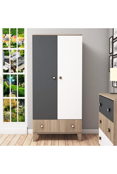 Bimossa Aramis Ayaklı 1 Çekmeceli Gardırop Renkli Modern Görünüm Bimossa Aramis Ayaklı 1 Çekmeceli Gardırop Renkli Modern Görünüm