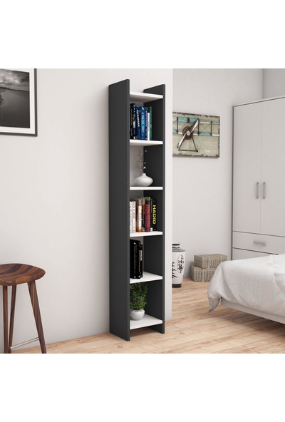 Bimossa Hüma Kitaplık Antrasit Beyaz