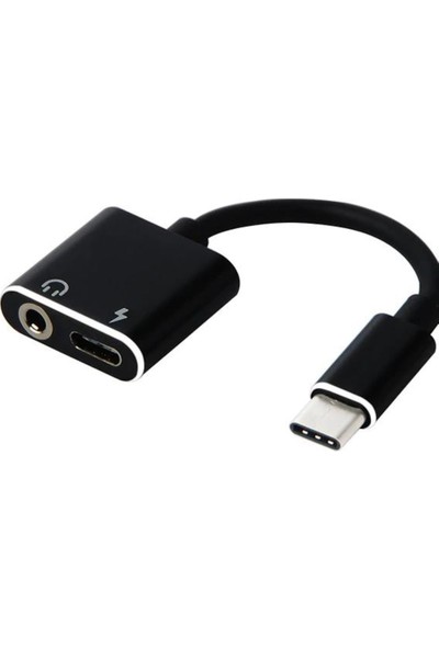 Pst Type-C To Aux Kulaklık Şarj Giriş Dönüştürücü Çoklayıcı Adaptör Siyah Pst Type-C To Aux Kulaklık Şarj Giriş Dönüştürücü Çoklayıcı Adaptör Siyah